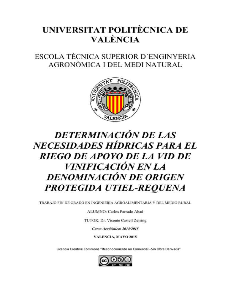 determinación de las necesidades hídricas para el riego de apoyo