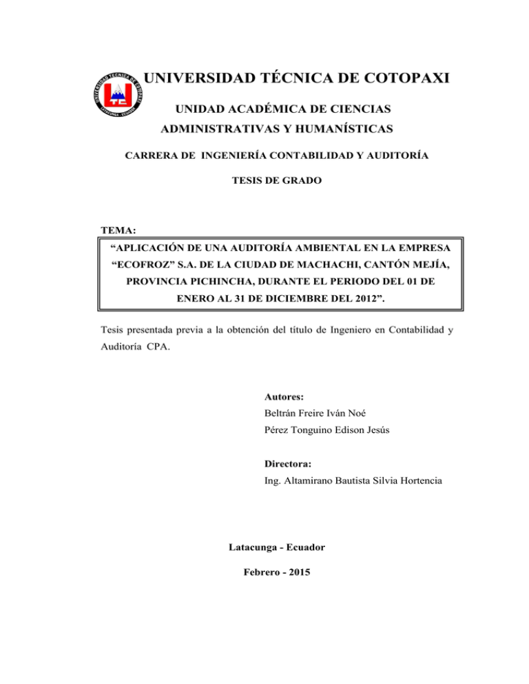 Repositorio UTC - Universidad Técnica de Cotopaxi