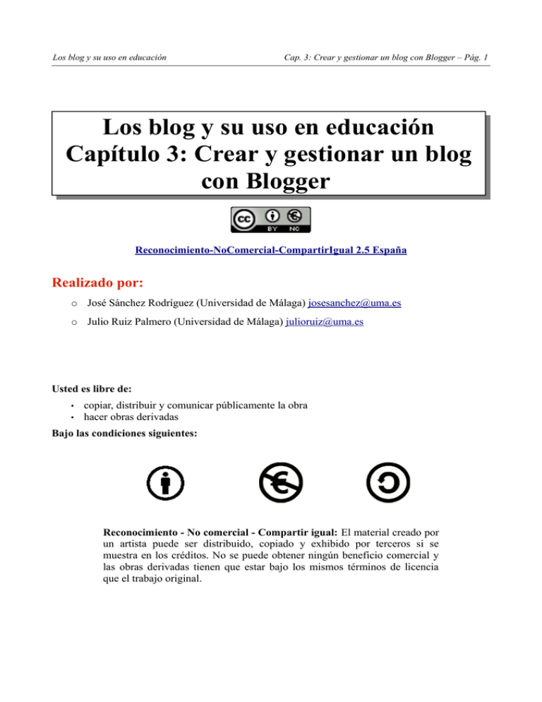 Crear y gestionar un blog con Blogger