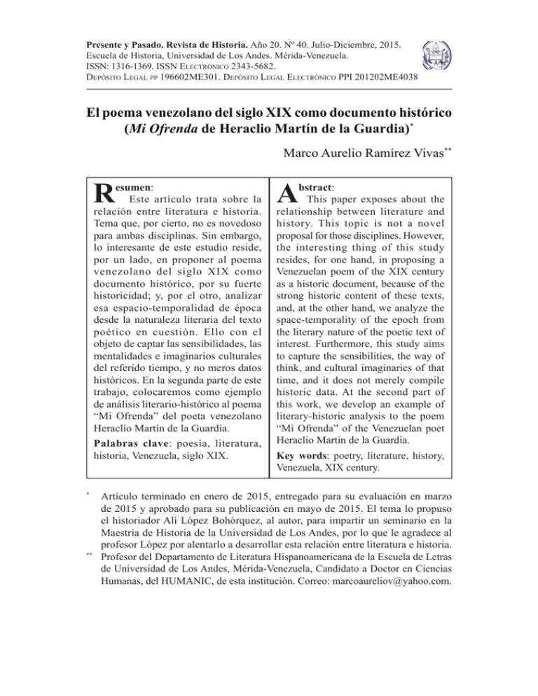 El poema venezolano del siglo XIX como documento