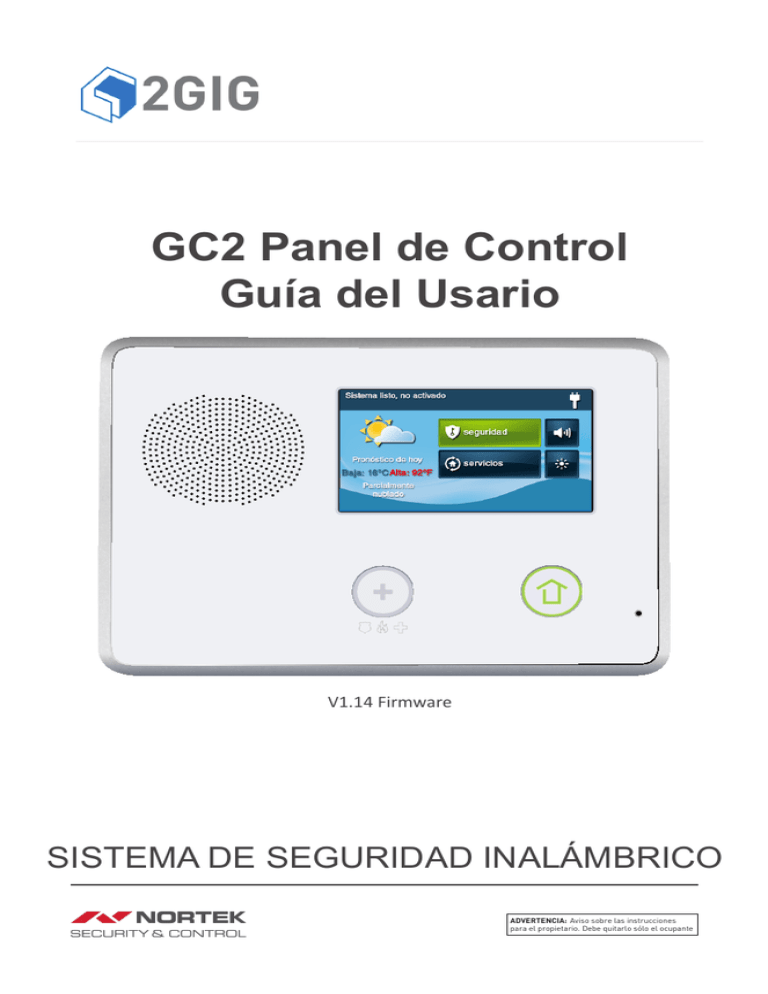 GC2 Panel de Control Guía del Usario