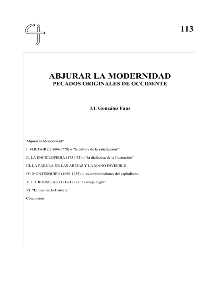 113 abjurar la modernidad pecados originales de occidente