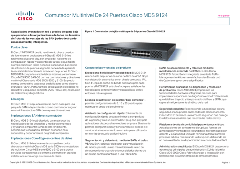 Comutador Multinivel De 24 Puertos Cisco MDS 9124