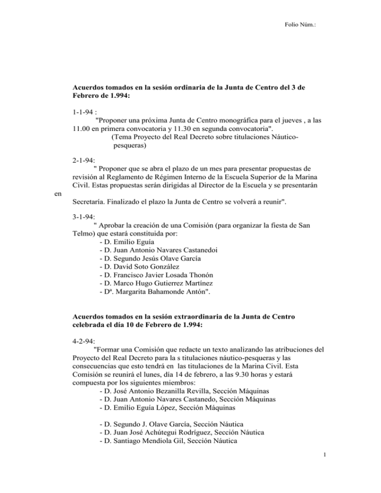 Acuerdos de las Juntas de Centro