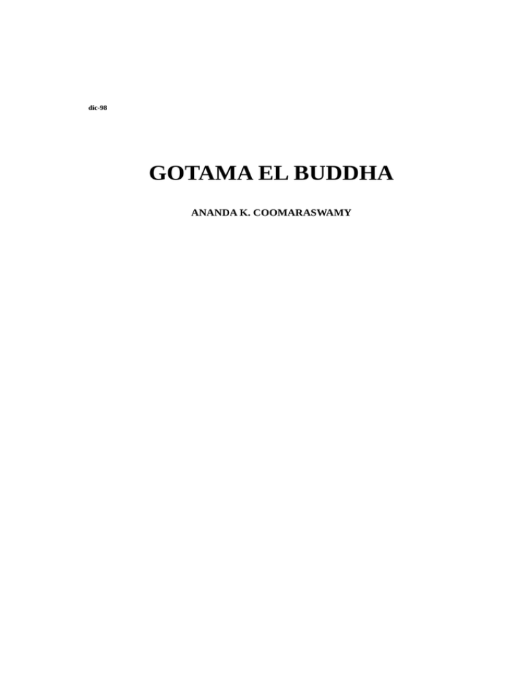 GOTAMA EL BUDDHA