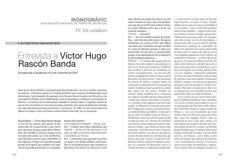 Entrevista a Víctor Hugo Rascón Banda