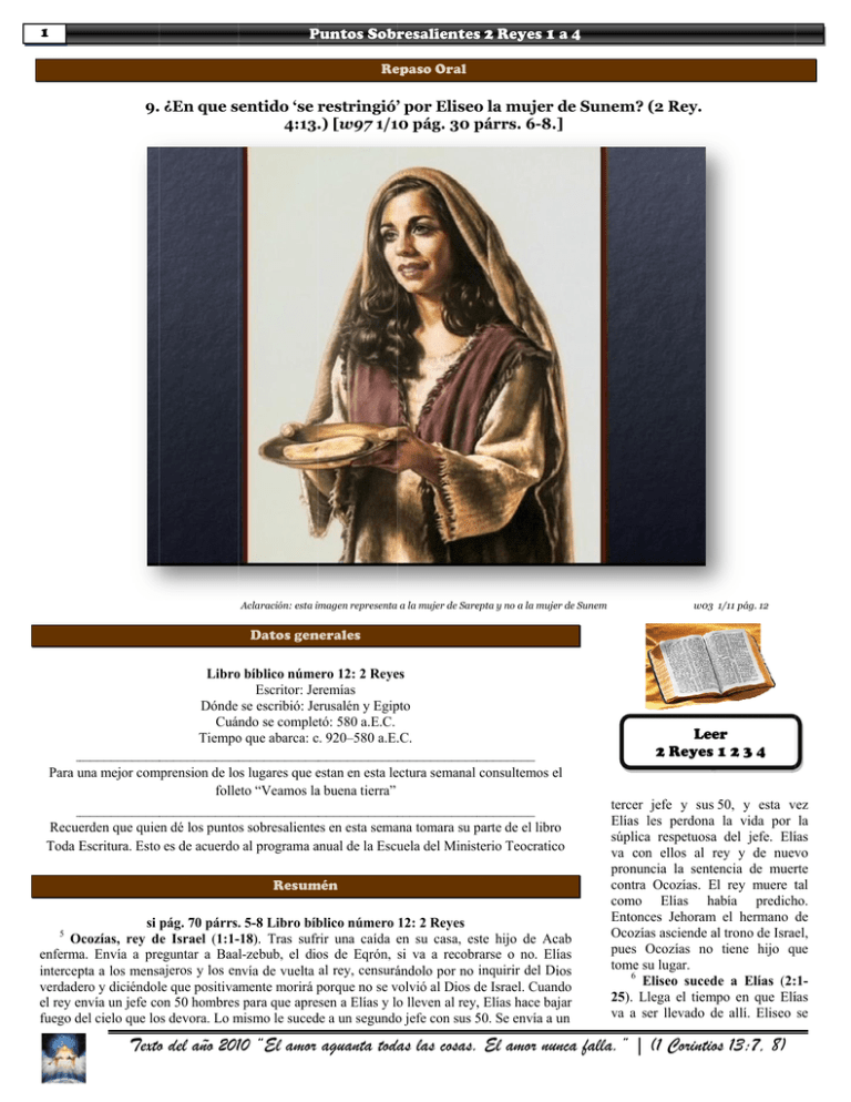 2 Reyes 1 a 4 - Puntos Sobresalientes