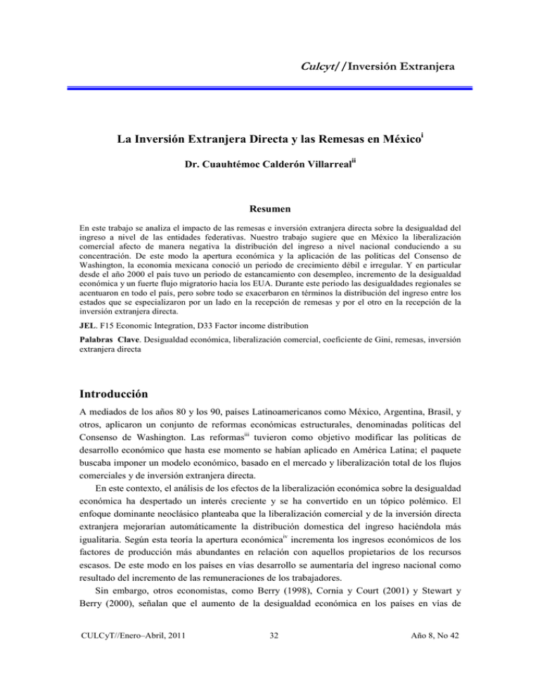 La inversión extranjera directa y las remesas en México