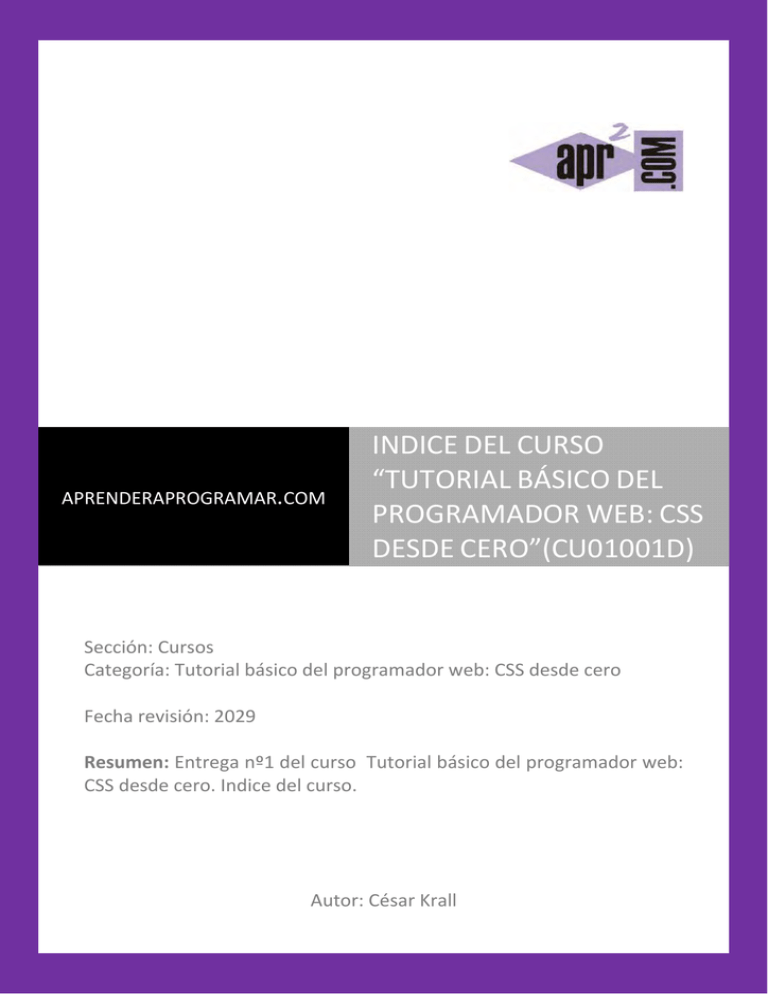 CU01001D indice curso tutorial basico programador web CSS