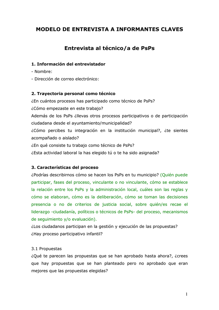 MODELO DE ENTREVISTA A INFORMANTES CLAVES