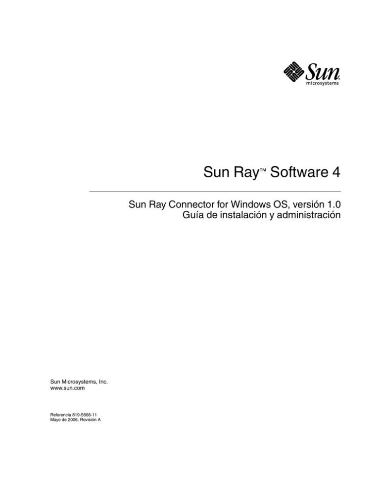 Sun Ray Connector for Windows OS, Versión 1.0 Guiá de