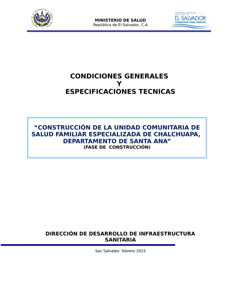condiciones generales y especificaciones tecnicas