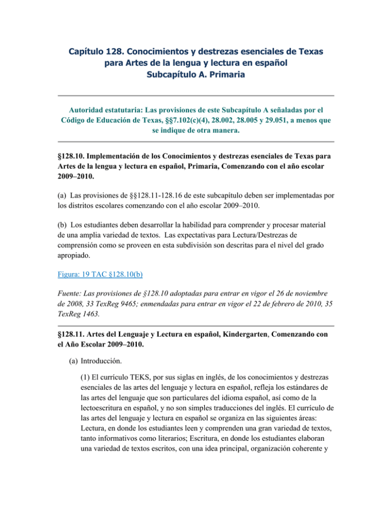 Conocimientos y Destrezas Esenciales de Texas