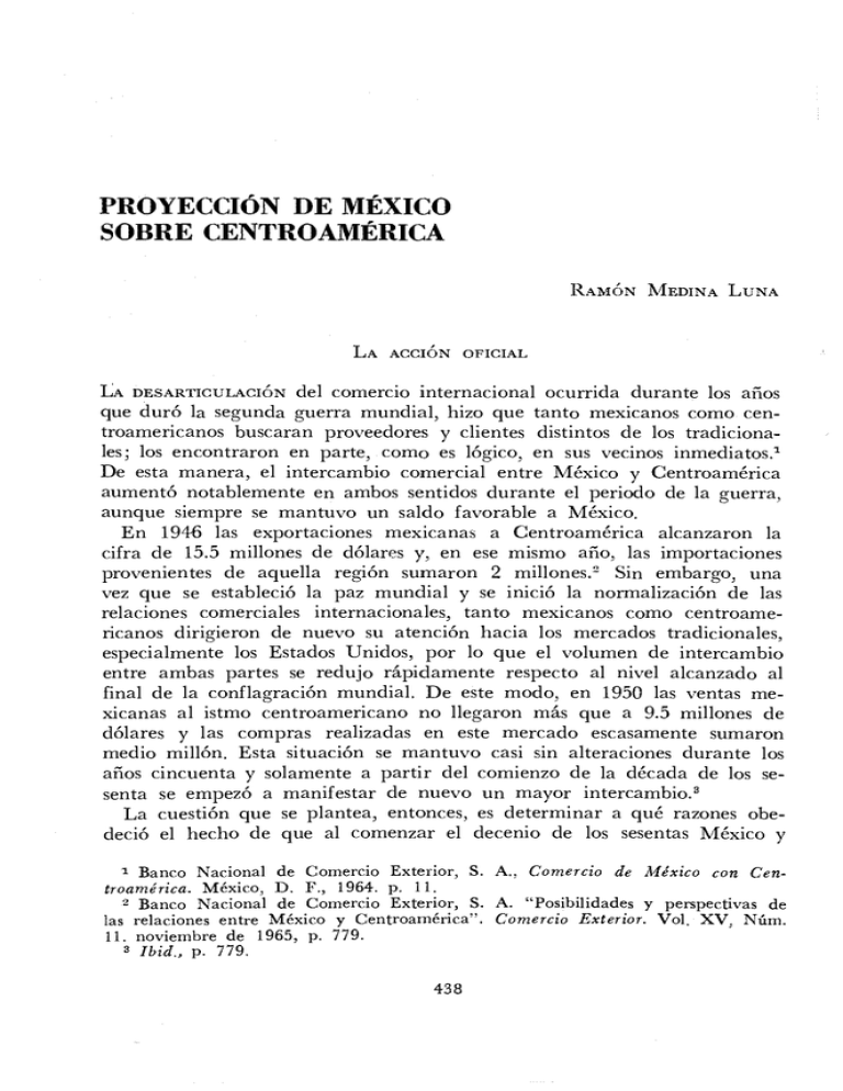 PROYECCIÓN DE MÉXICO SOBRE CENTROAMÉRICA