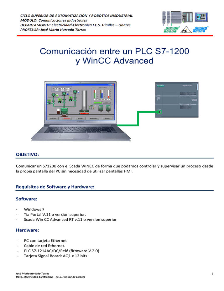 Comunicación entre un PLC S7-1200 y WinCC Advanced