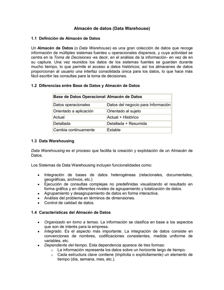 Almacén de datos (Data Warehouse)