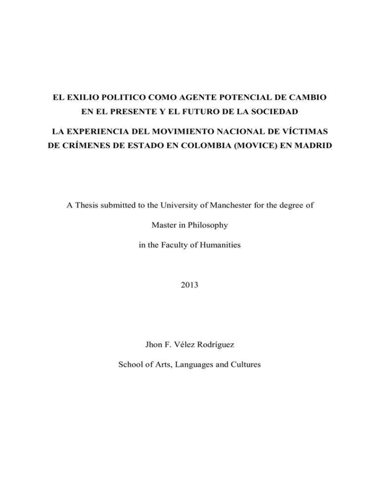 el exilio politico como agente potencial de cambio en el presente y