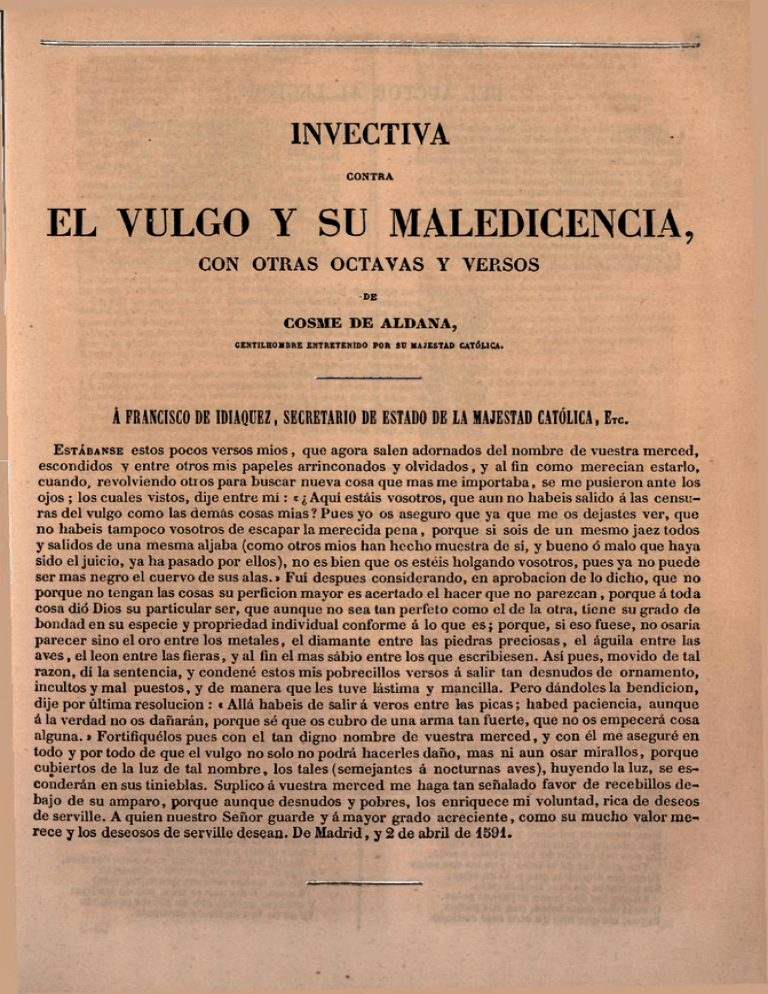el vulgo y su maledicencia - Biblioteca Virtual de Andalucía