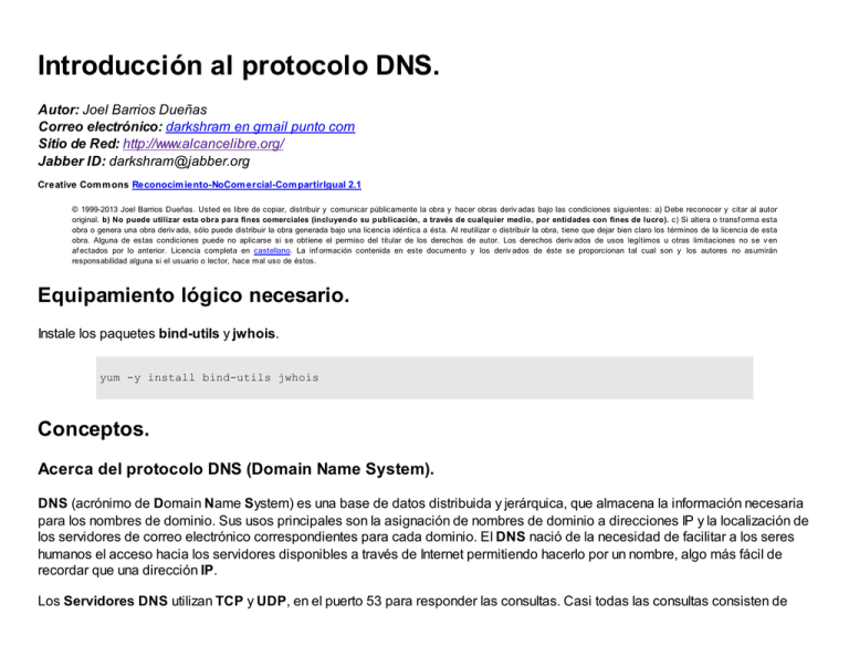 Introducción al protocolo DNS.