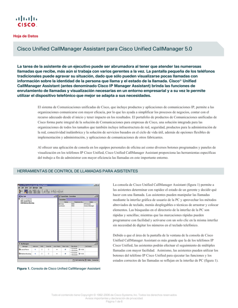 Cisco Unified CallManager Assistant para Cisco Unified