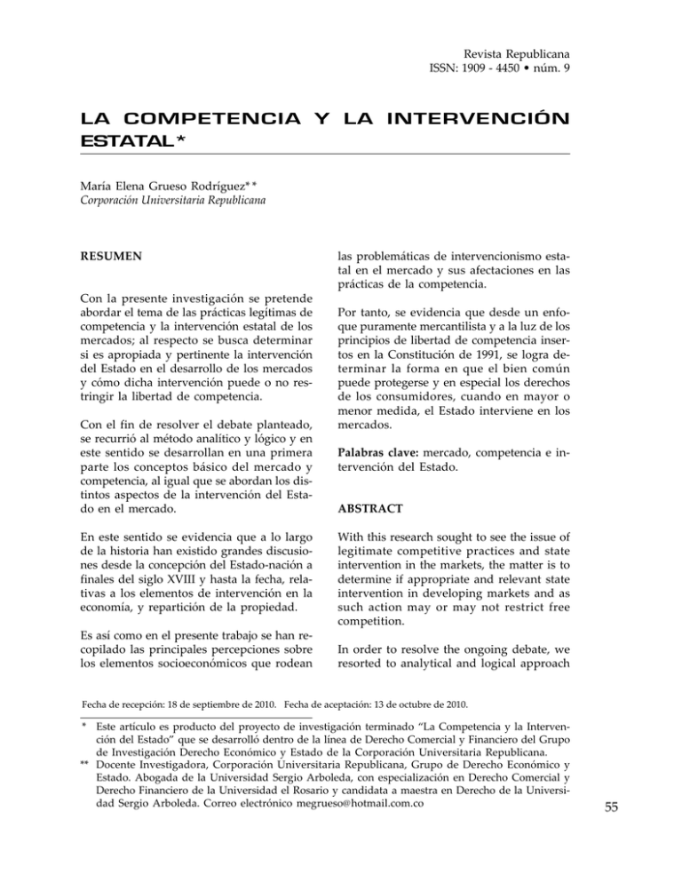 la competencia y la intervención estatal
