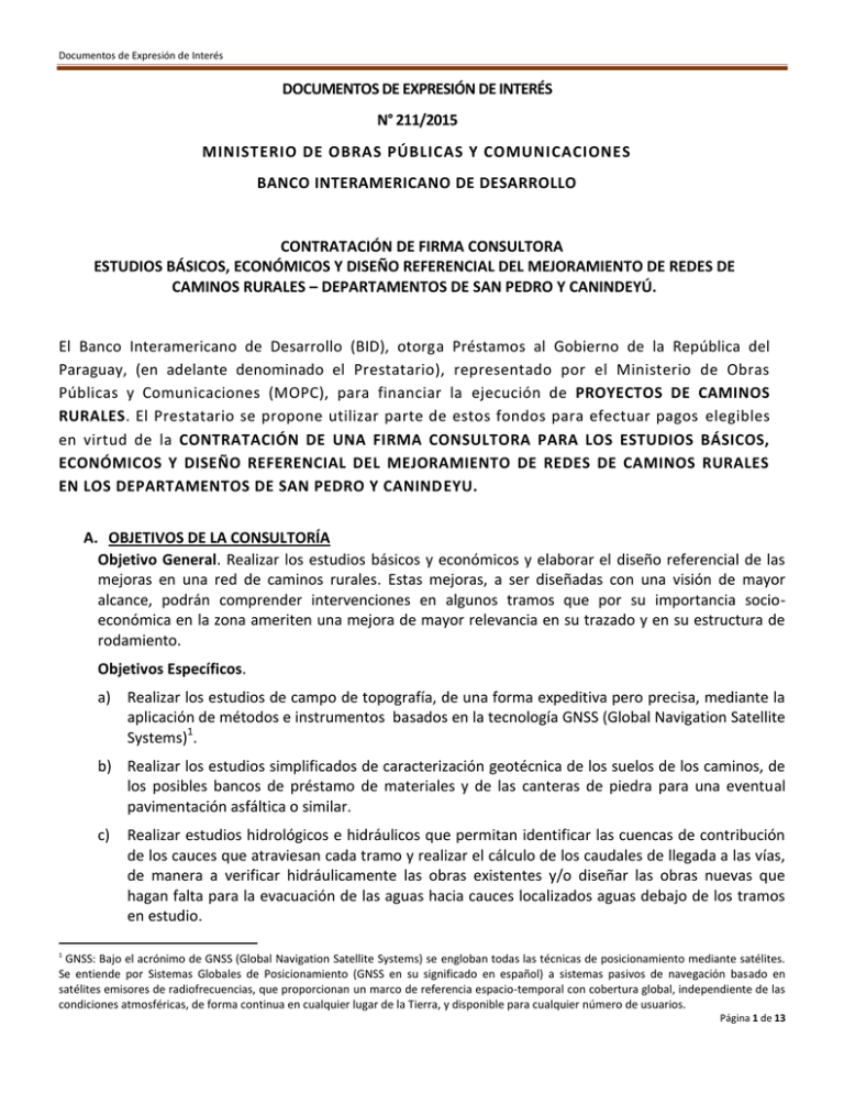 Documentos de Expresión de Interés