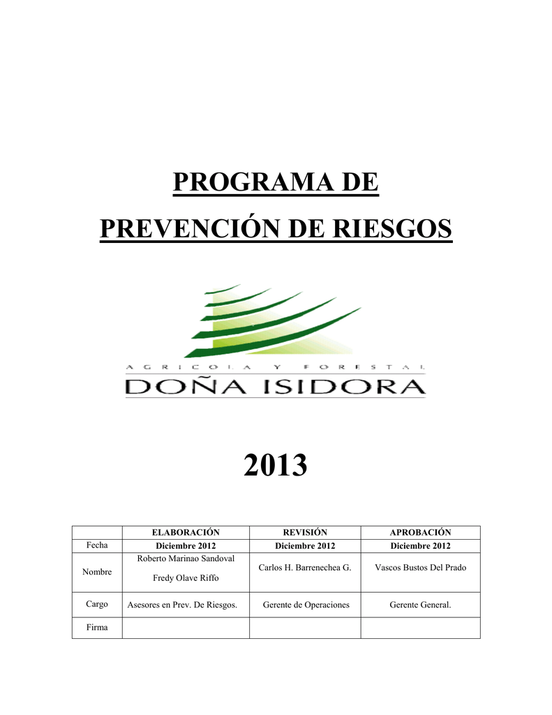 programa de prevención de riesgos 2013.