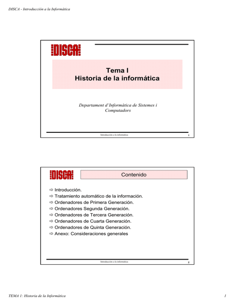 Tema I Historia de la informática