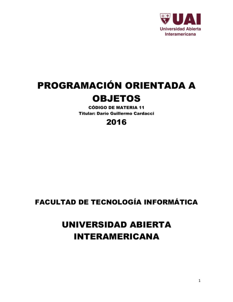 programación orientada a objetos