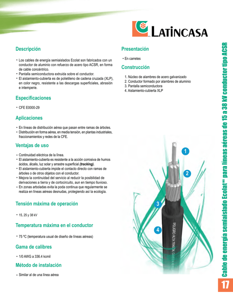 Cable Semiaislado Ecolat ACSR