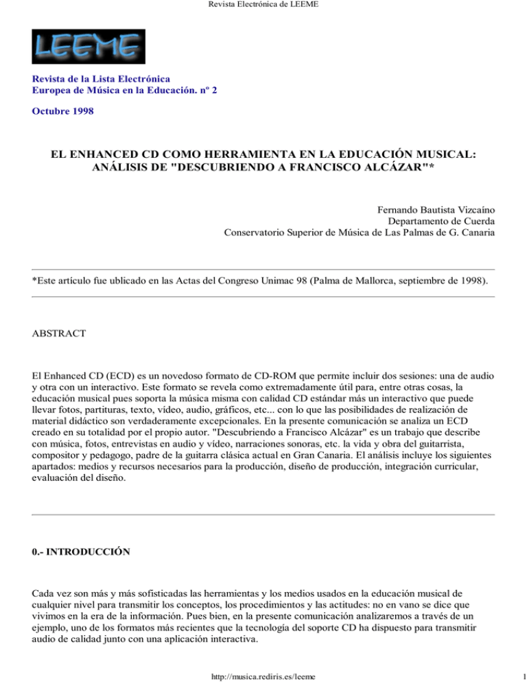El enhanced CD como herramienta en la educación musical