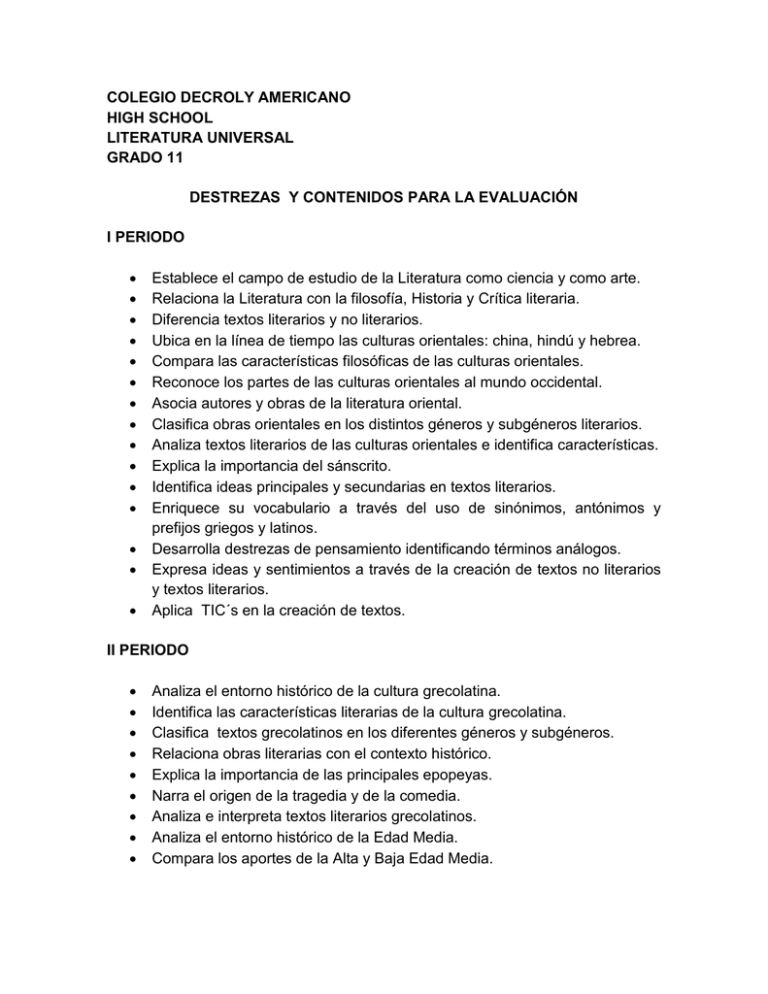 Literatura Universal 11th.