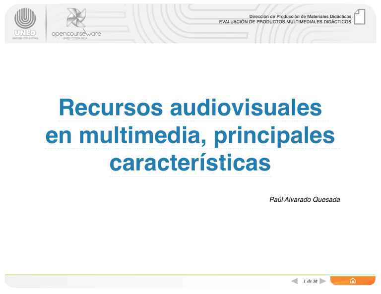 Recursos audiovisuales en multimedia, principales
