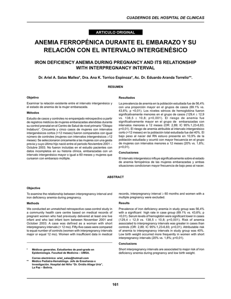 anemia ferropénica durante el embarazo y su relación con el