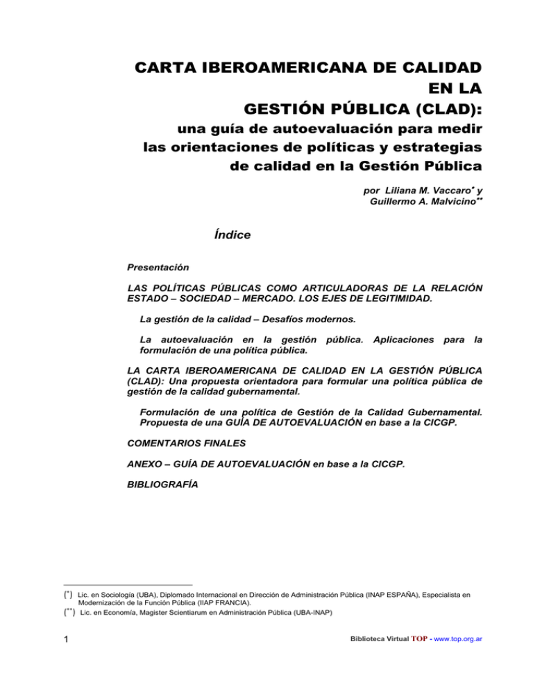 CALIDAD EN LA GESTIÓN PÚBLICA