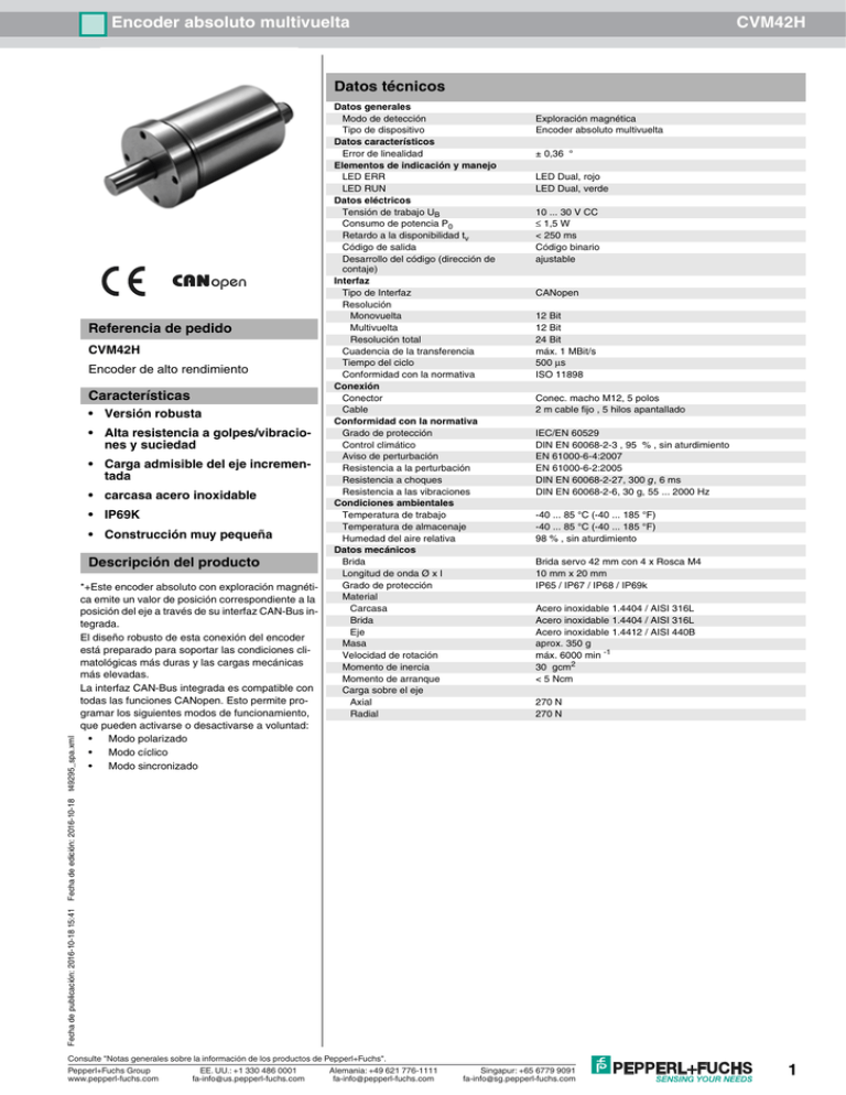 1 Encoder absoluto multivuelta CVM42H