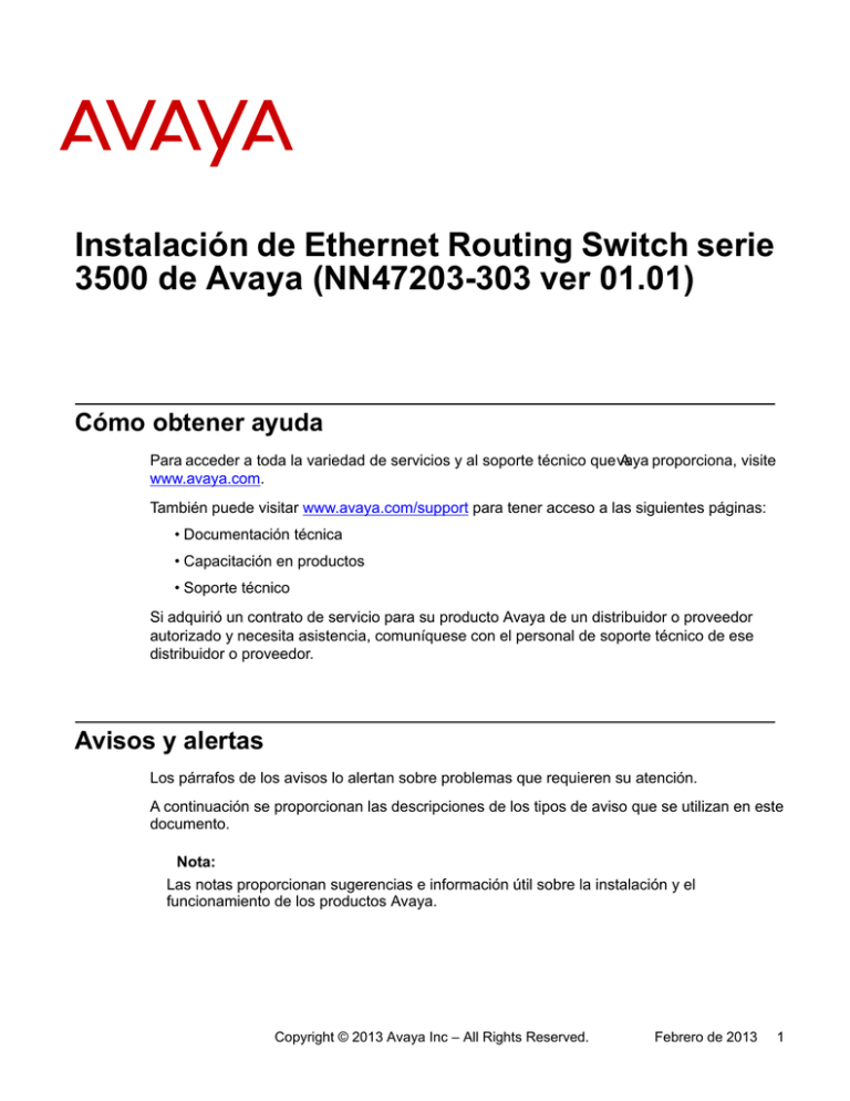 Instalación De Ethernet Routing Switch Serie 3500