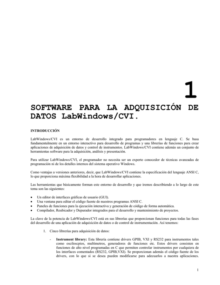 SOFTWARE PARA LA ADQUISICIÓN DE DATOS LabWindows/CVI.