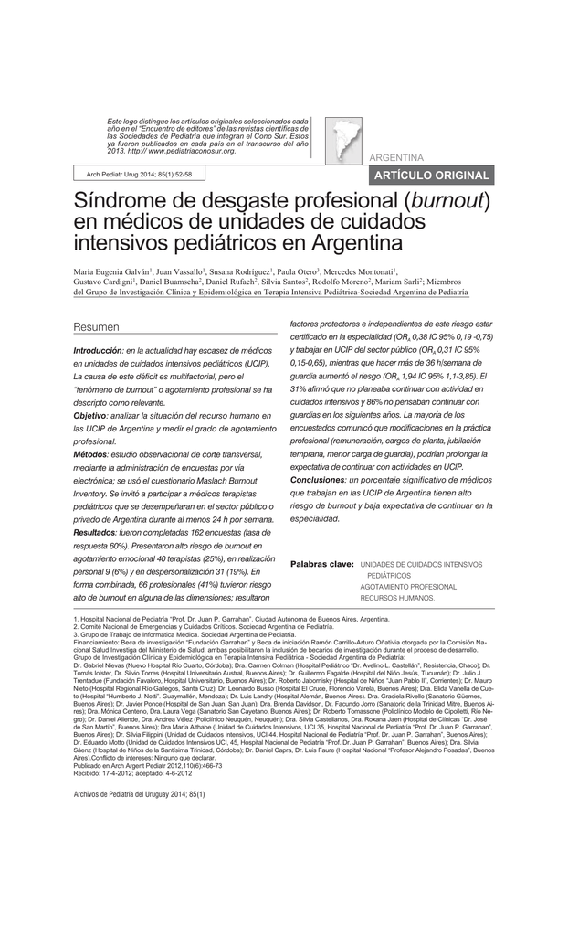 Síndrome de desgaste profesional (burnout) en médicos de