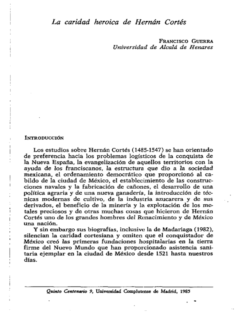 La caridad heroica de Hernán Cortés