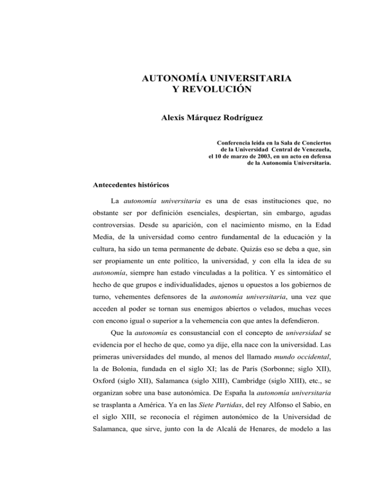 autonomía universitaria y revolución