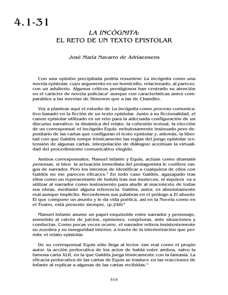 La incógnita: el reto de un texto epistolar