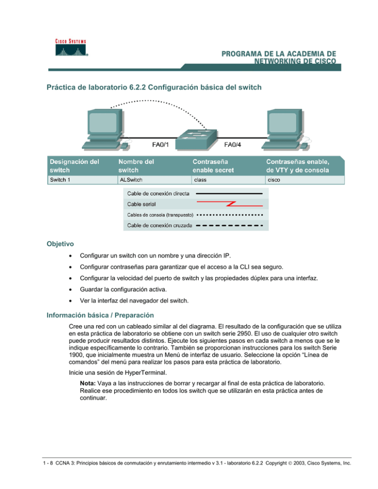Práctica de laboratorio 6.2.2 Configuración básica del