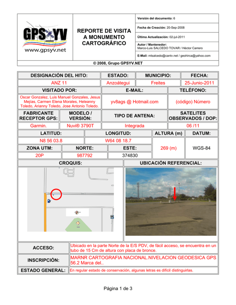 reporte de visita a monumento cartografico