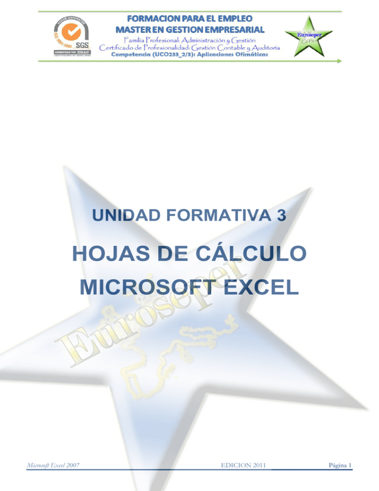 hojas de cálculo microsoft excel