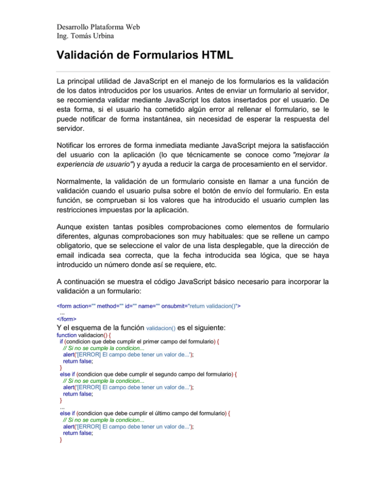 Validación de Formularios HTML