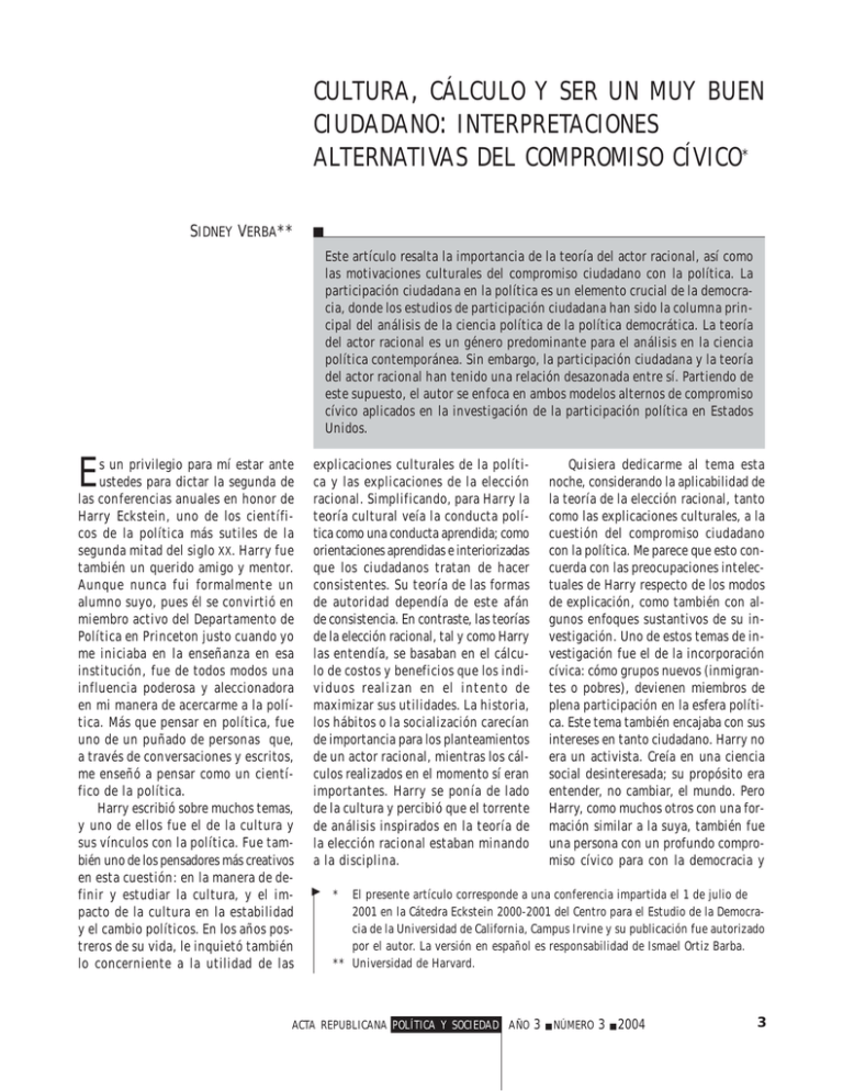 CULTURA, CÁLCULO Y SER UN MUY BUEN CIUDADANO