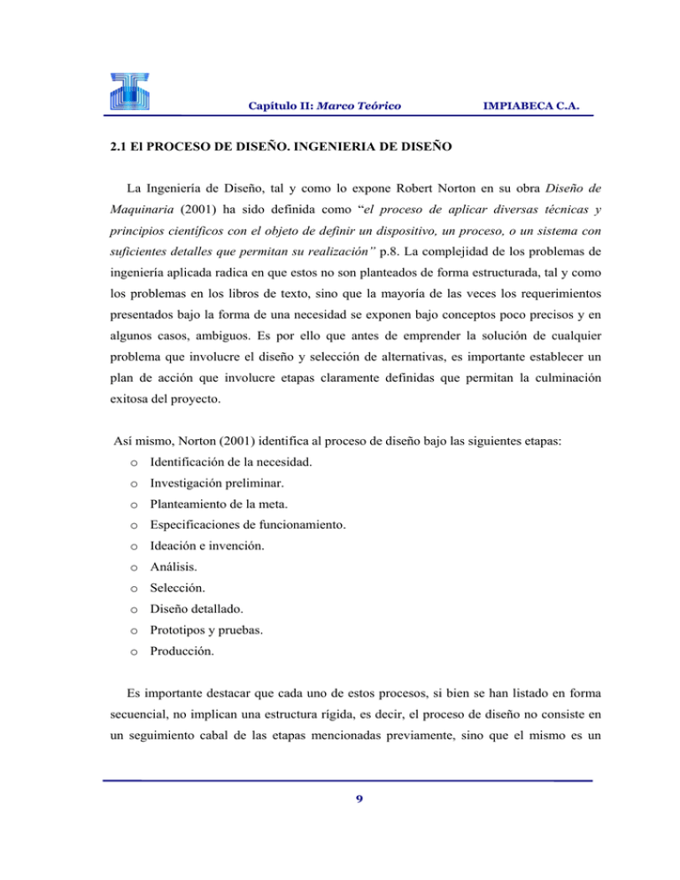 2.1 El PROCESO DE DISEÑO. INGENIERIA DE