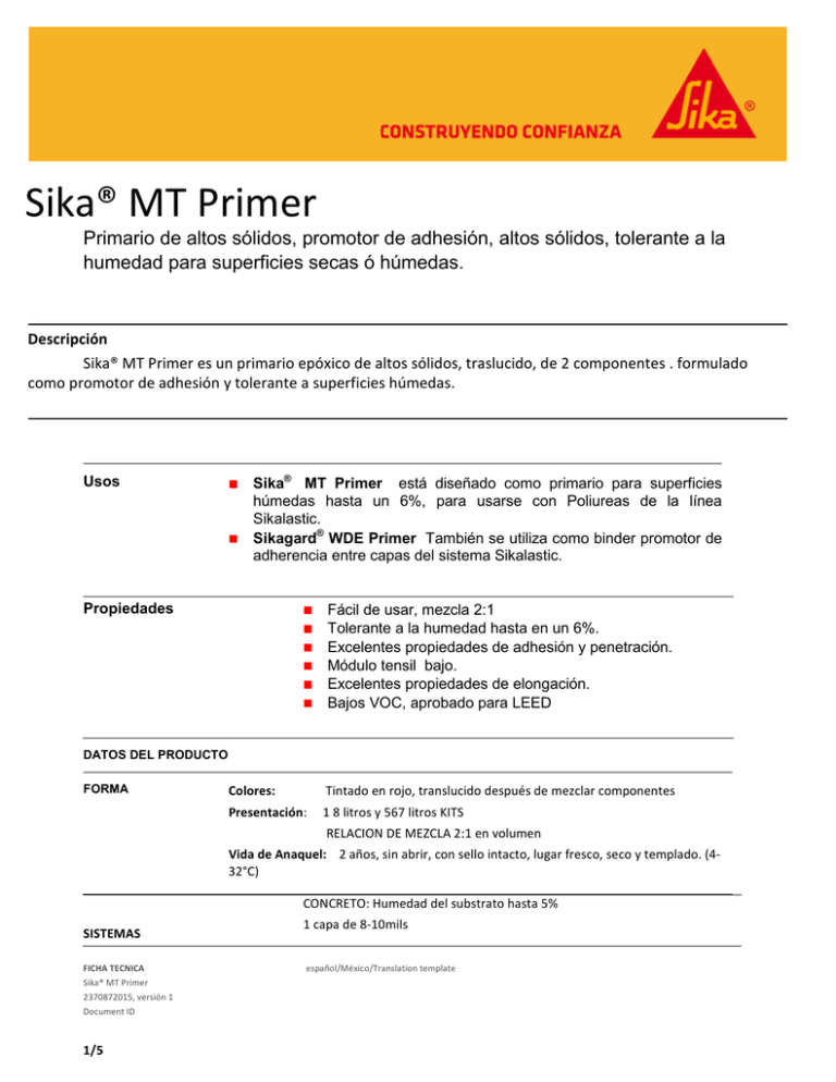 Sika MT Primer - Sika Mexicana