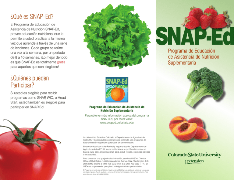 ¿Qué es SNAP-Ed? ¿Quiénes pueden Participar?